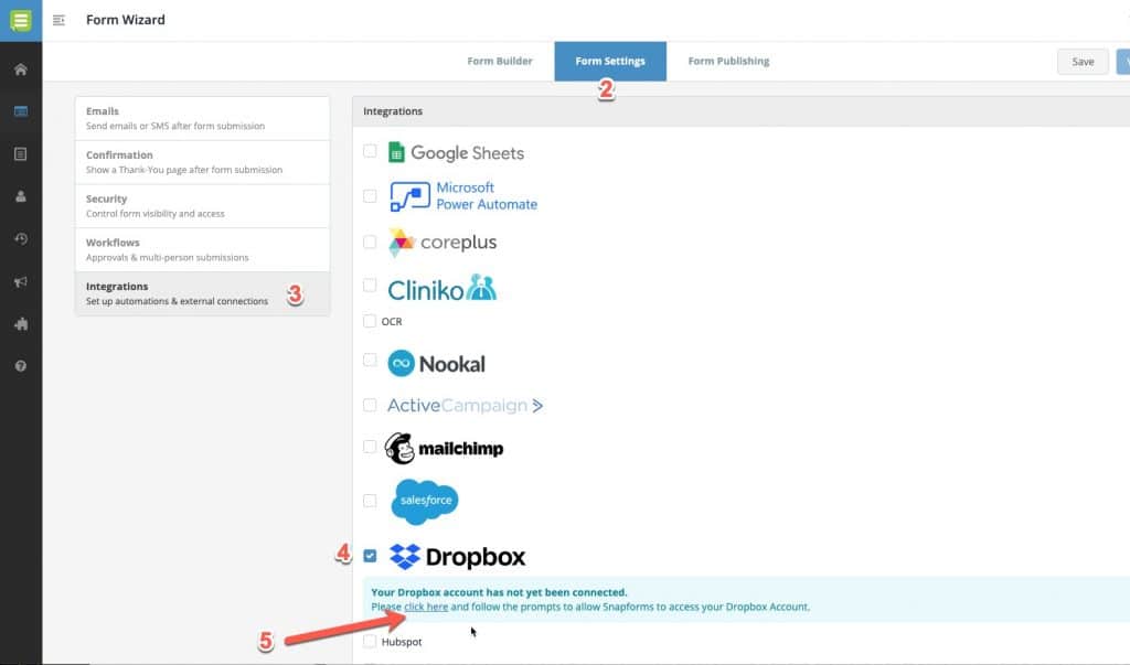 Dropbox Integration - Snapforms Resources & FAQs