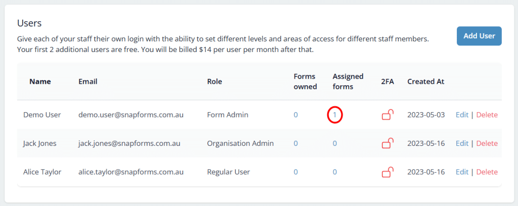User management - Snapforms Resources & FAQs