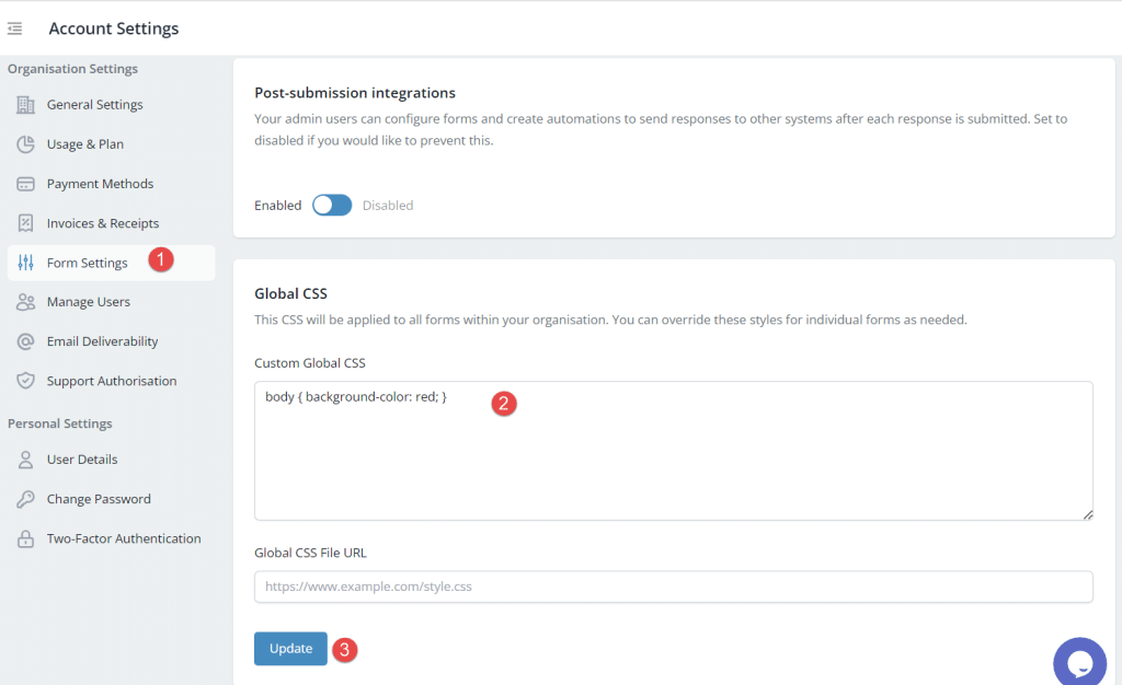 Global Custom CSS - Snapforms Resources & FAQs