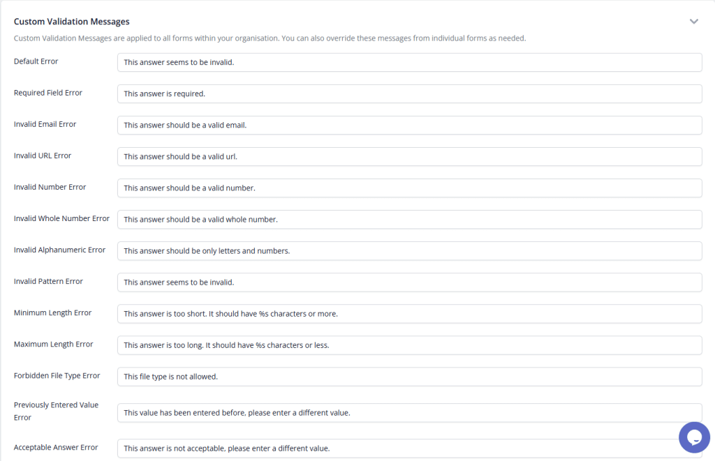 Custom Validation Messages - Snapforms Resources & FAQs